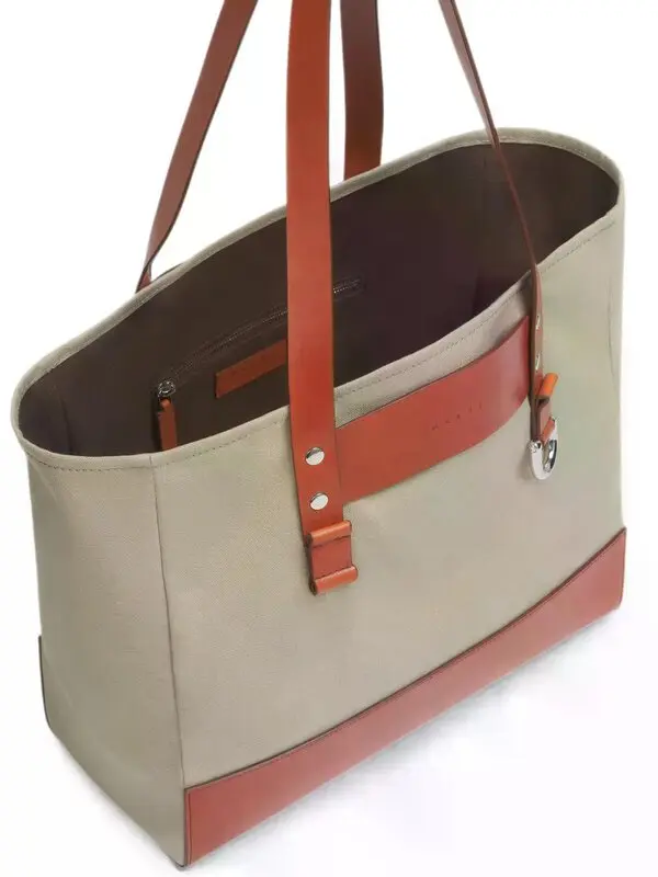 Marni Leather-trim Canvas Tote Bag