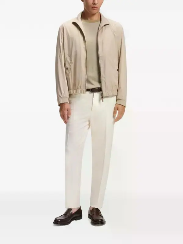 BOSS Luxe Travel Wool T-shirt With Flat-knit Collar - Neutrals
