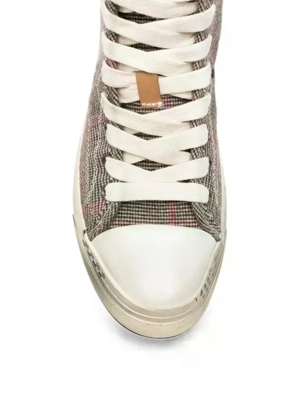 R13 Graffiti-print Plaid Sneakers