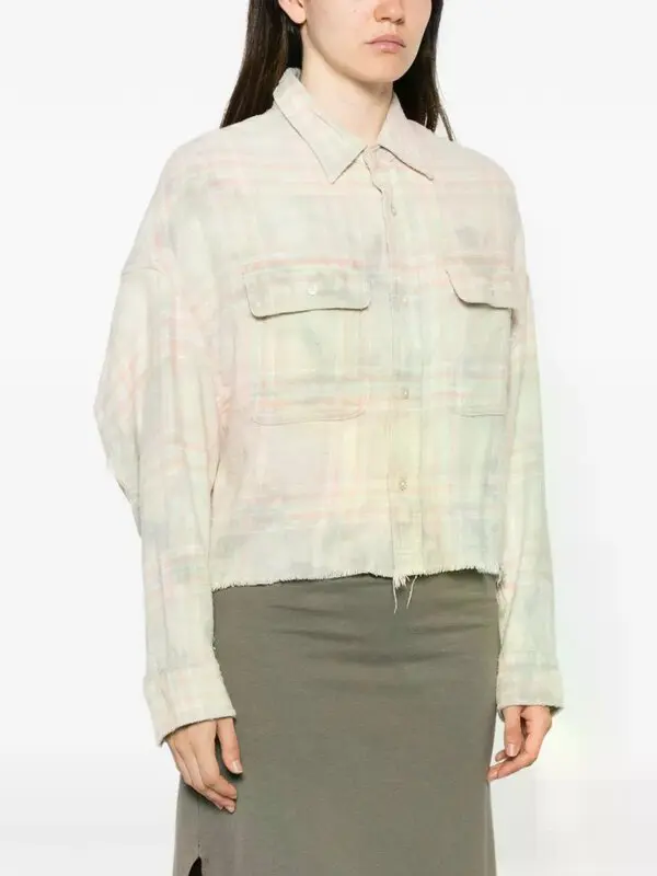 R13 Plaid-pattern Frayed Shirt
