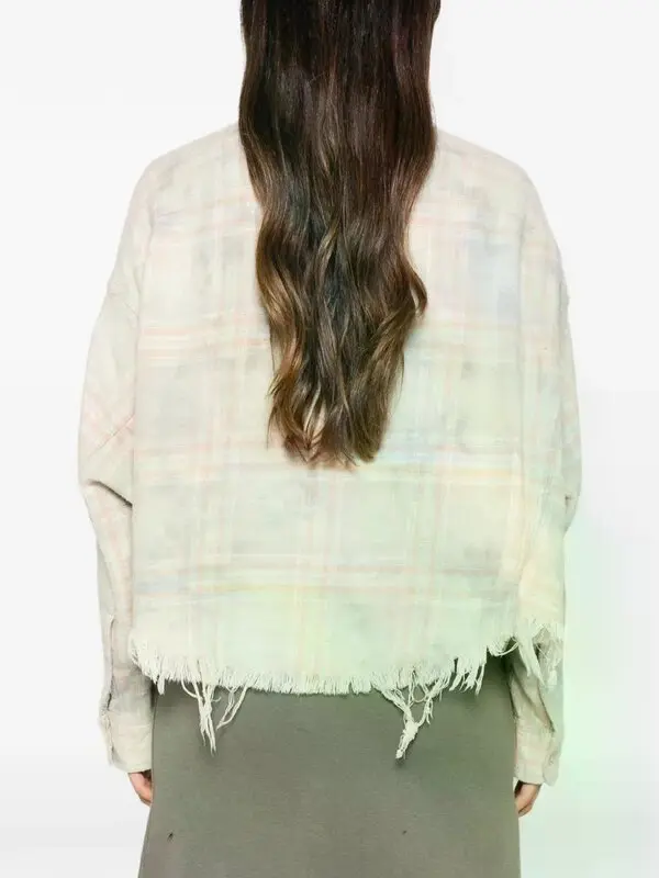 R13 Plaid-pattern Frayed Shirt