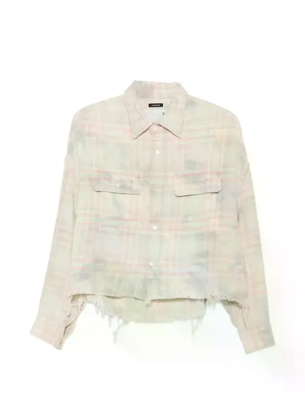 R13 Plaid Pattern Frayed Shirt - Neutrals