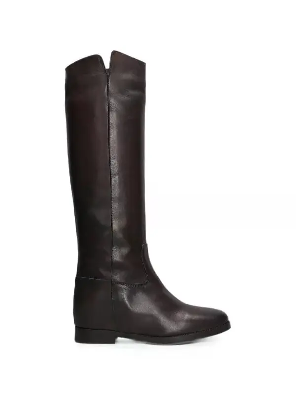 JULIE DEE Round-toe Leather Boots