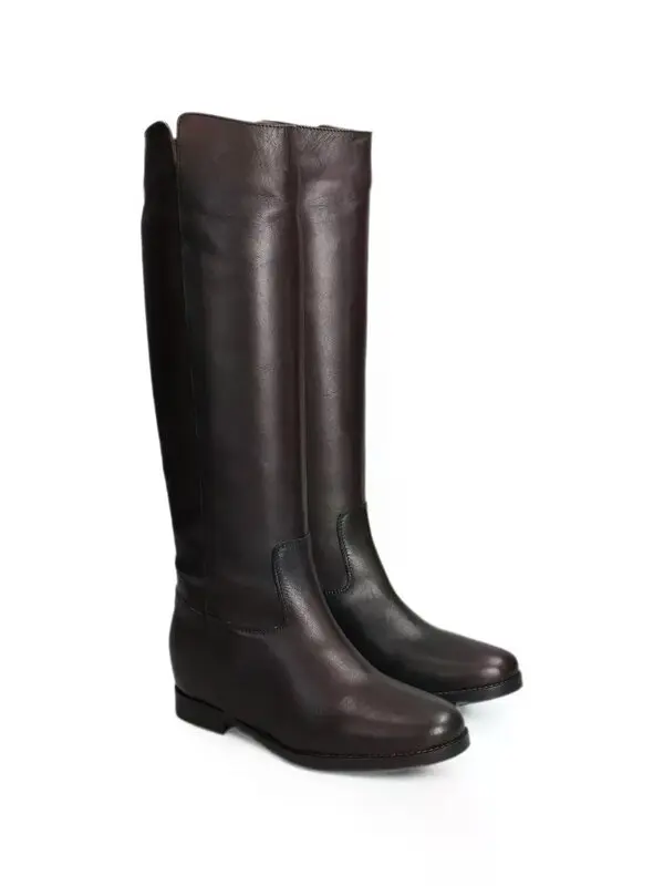 JULIE DEE Round-toe Leather Boots