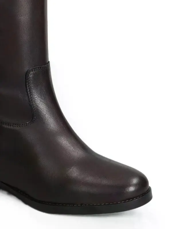 JULIE DEE Round-toe Leather Boots