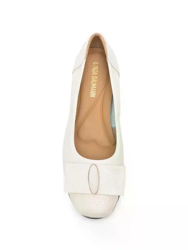 LINDA BAUMANN Woven-effect Bow Ballet Flats