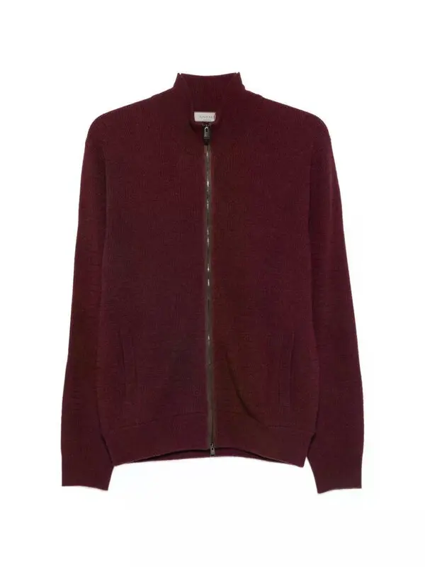 Canali Zip-up Ribbed-knit Sweater