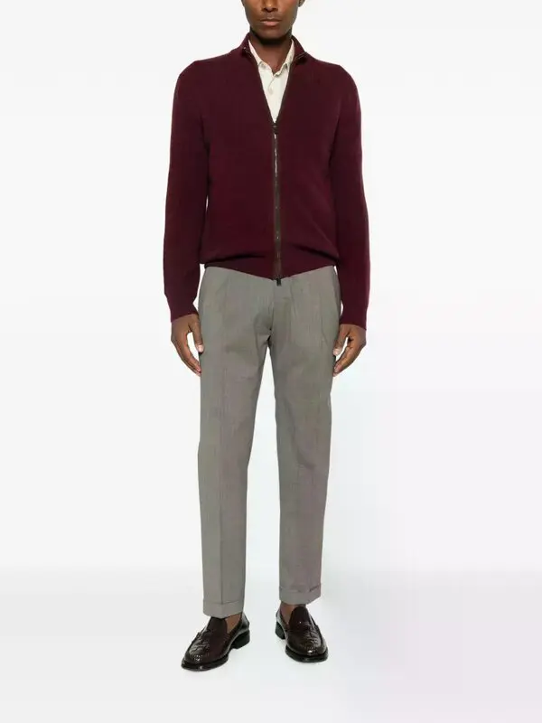 Canali Zip-up Ribbed-knit Sweater