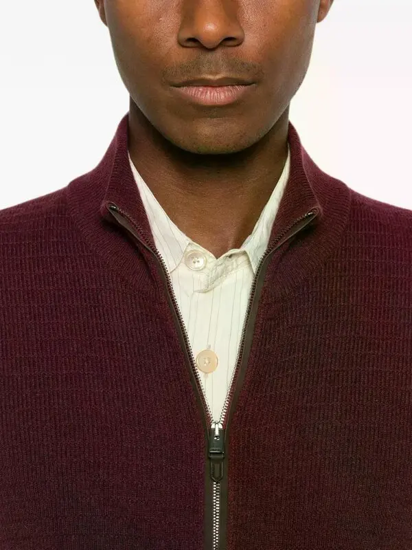 Canali Zip-up Ribbed-knit Sweater