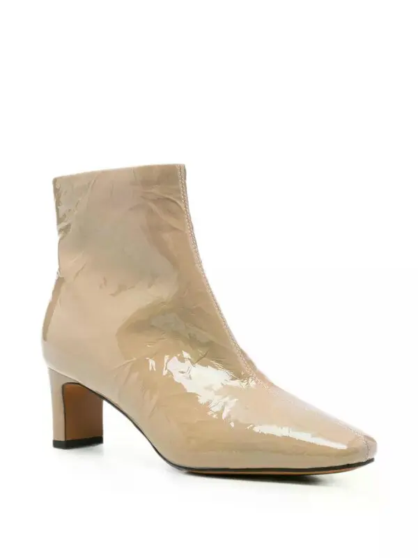 LINDA BAUMANN Patent-finish Square-toe Ankle Pumps
