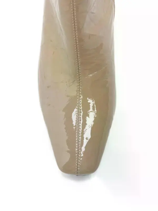 LINDA BAUMANN Patent-finish Square-toe Ankle Pumps