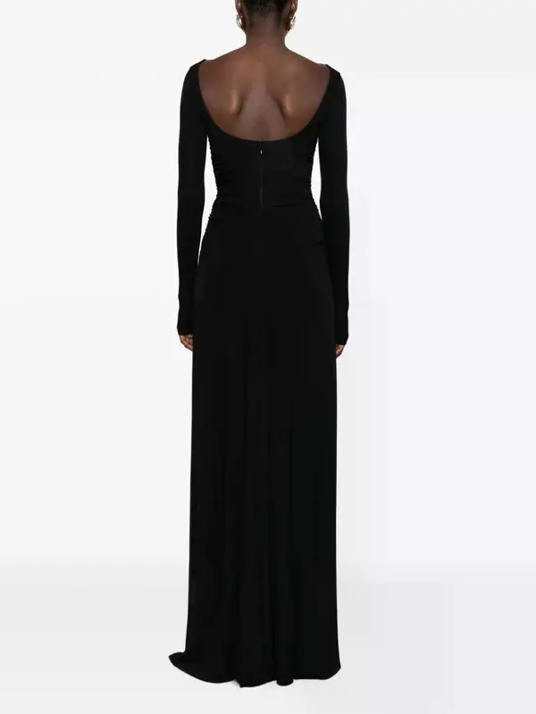 Elisabetta Franchi Ruched Logo-buckle Asymmetric Dress