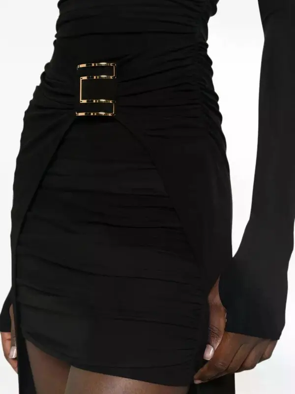 Elisabetta Franchi Ruched Logo-buckle Asymmetric Dress