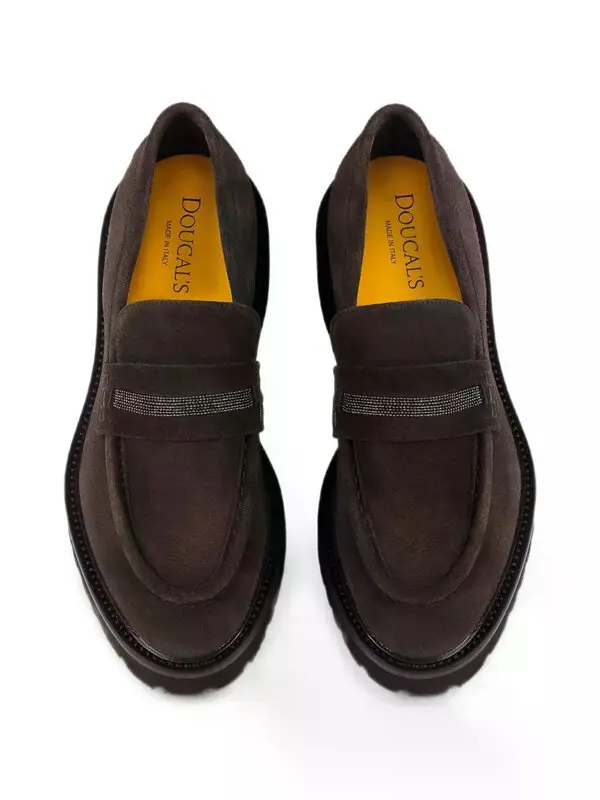 DOUCAL'S Stud-embellished Suede Loafers