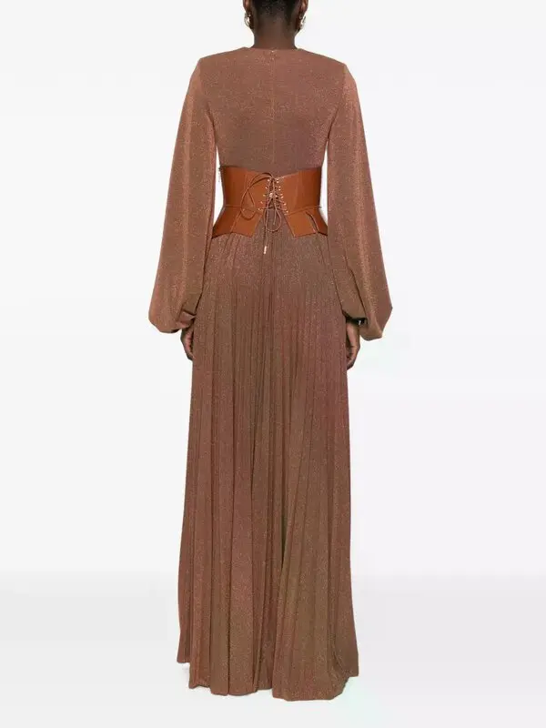 Elisabetta Franchi Pleated Lace-up Maxi Dress