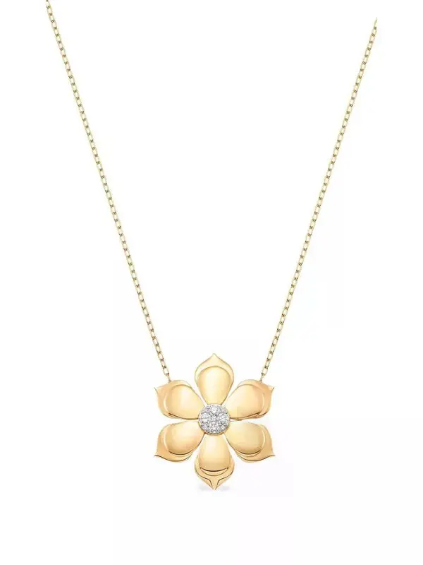 Sara Weinstock 18k Yellow Diamond Flower Pendant Necklace - Gold