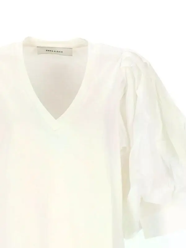 EMMA E GAIA V-neck Puff Sleeve Blouse