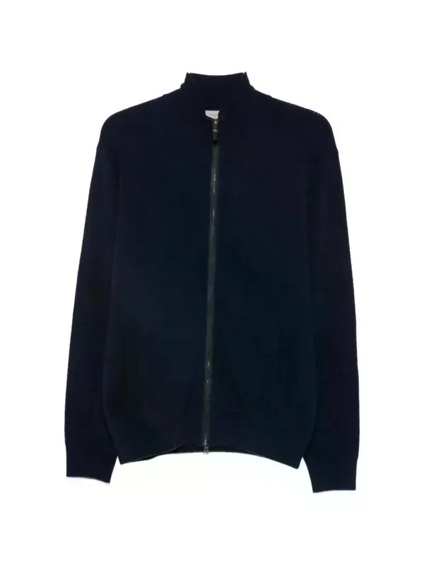 Canali Zip-up Ribbed-knit Sweater