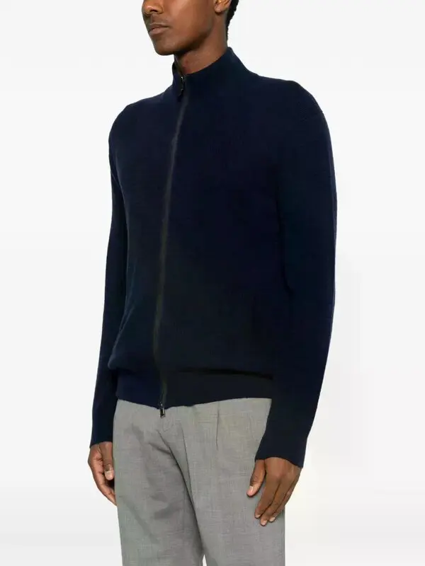 Canali Zip-up Ribbed-knit Sweater