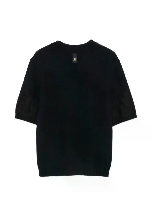 Alberta Ferretti Short Sleeve Sweater With Lace Paneling