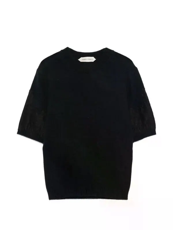 Alberta Ferretti Short Sleeve Sweater With Lace Paneling - Blue