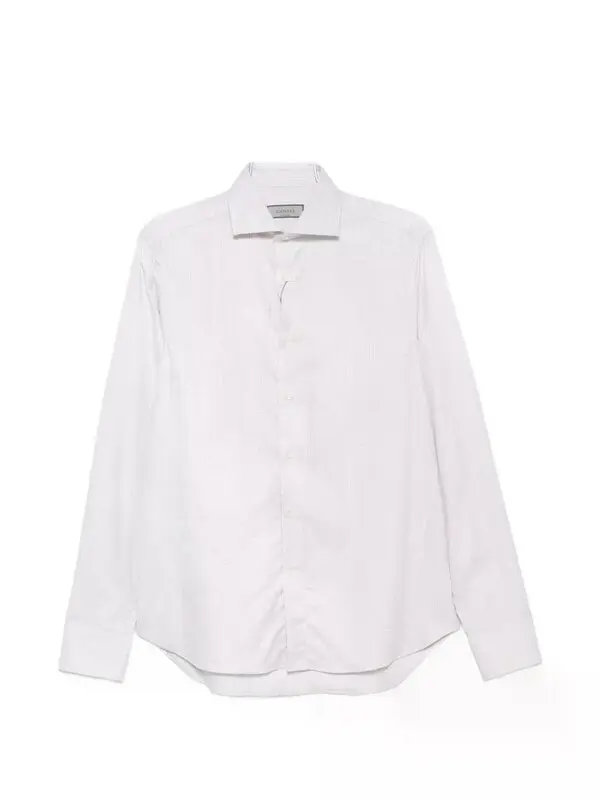 Canali Micro-check Spread-collar Shirt - Neutrals
