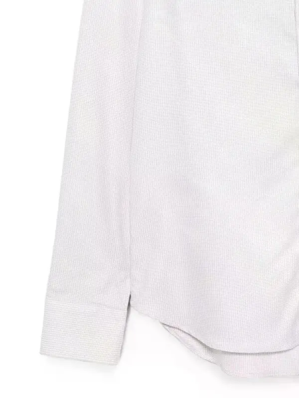 Canali Micro-check Spread-collar Shirt - Neutrals
