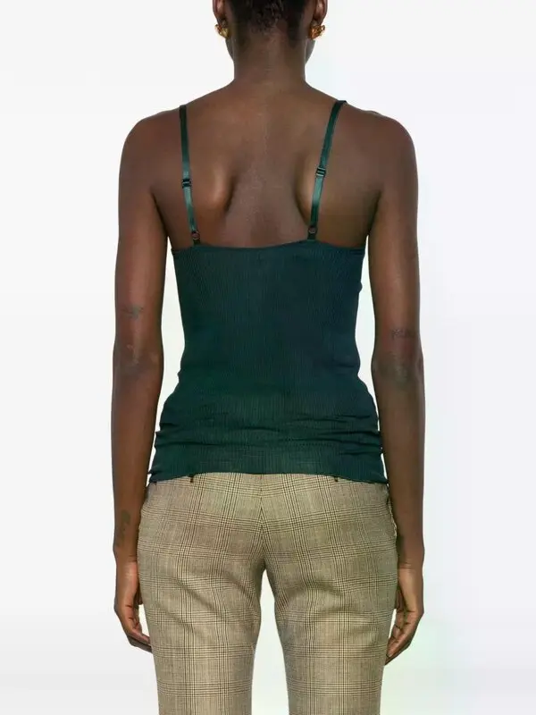 Saint Laurent Lace-trim Ribbed Camisole Top