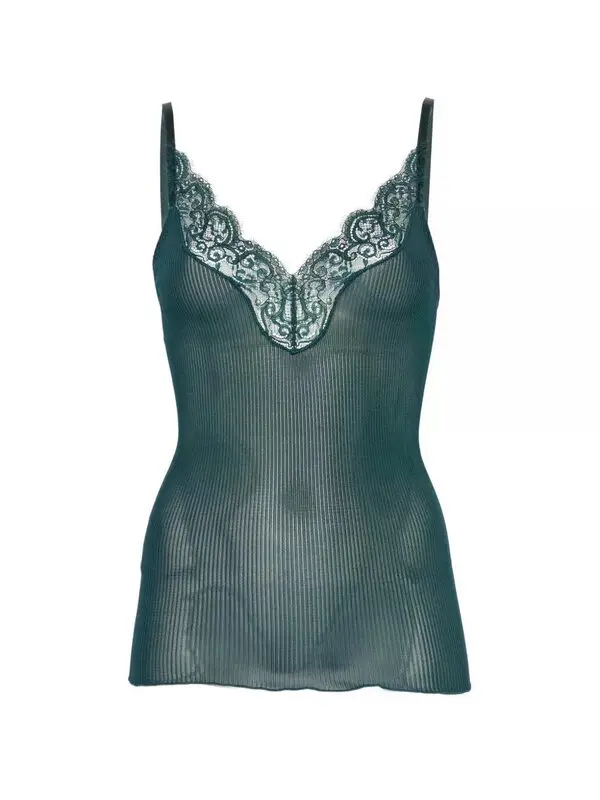 Saint Laurent Lace-trimmed Ribbed Camisole - Neutrals