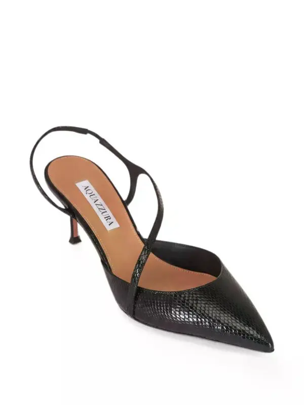 AQUAZZURA Snake-effect Slingback Pumps