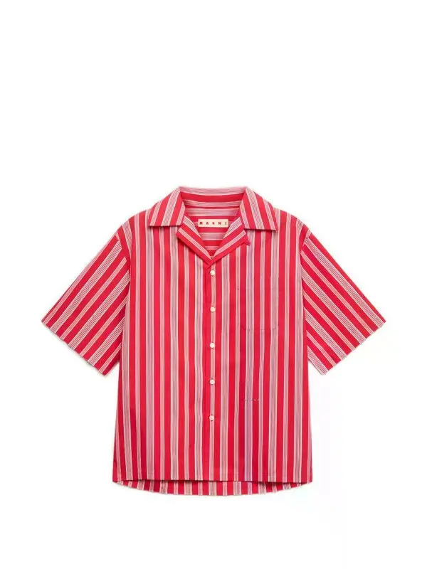 Marni Striped Poplin Shirt - Red