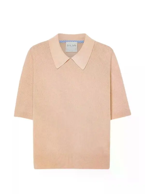 FORTE_FORTE Spread-collar Short-sleeve Top - Pink