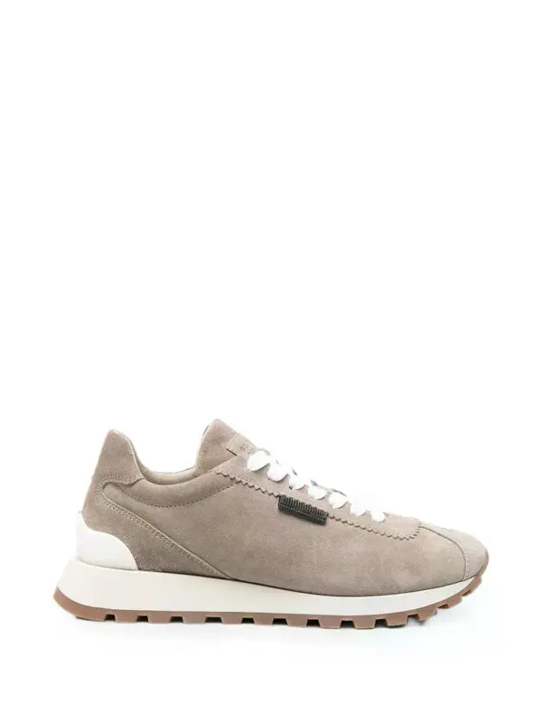 Brunello Cucinelli Monili Embellished Suede Sneakers