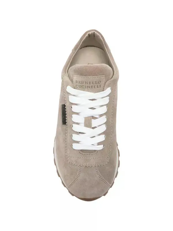 Brunello Cucinelli Monili Embellished Suede Sneakers