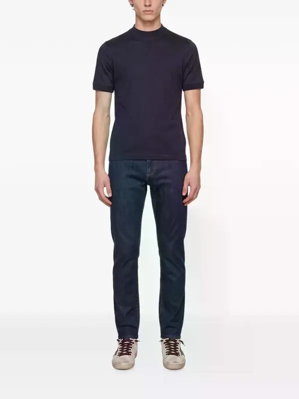 Canali Mock-neck T-shirt - Blue