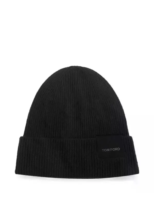TOM FORD Logo-patch Ribbed-knit Beanie Hat