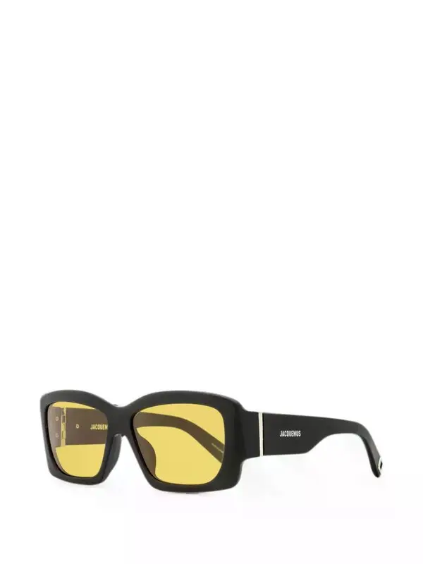 Jacquemus X Linda Farrow Croisiere Rectangular Sunglasses In Matt - Black