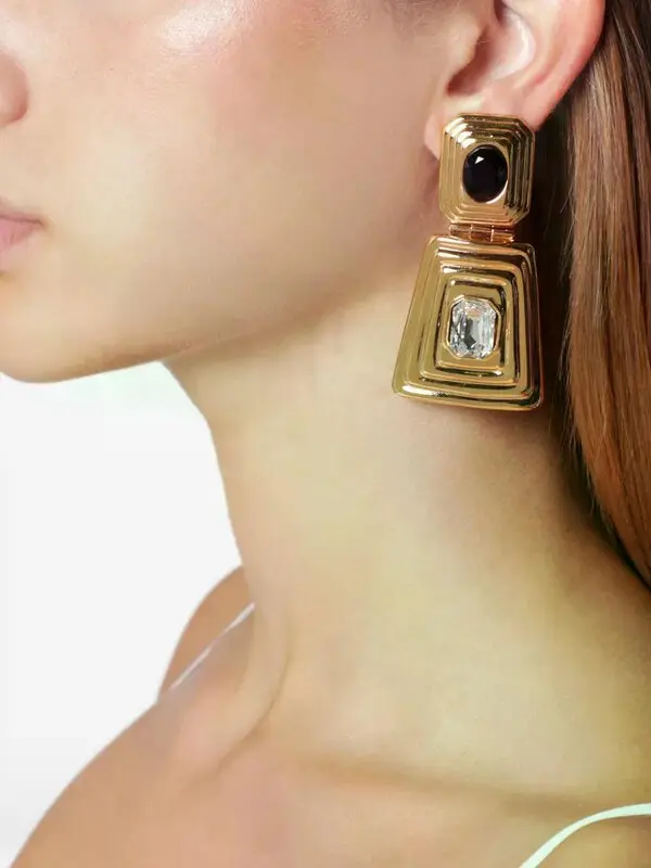 Alessandra Rich Crystal-embellished Geometric Earrings