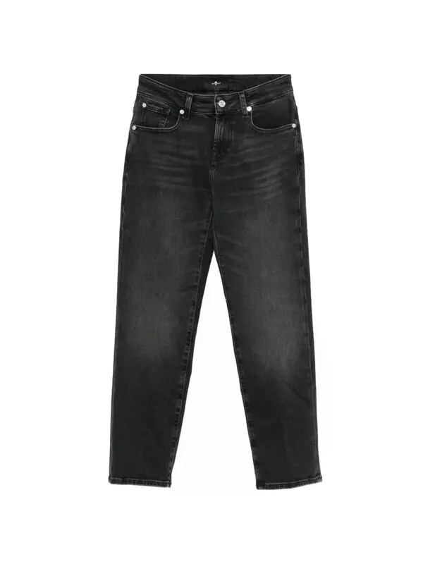 7 For All Mankind Faded Effect Cropped Jeans - Black