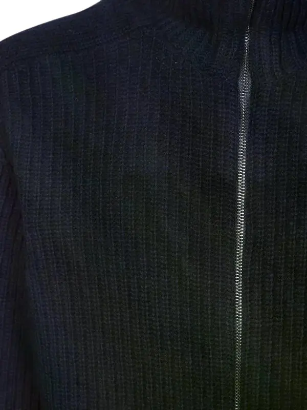 Tagliatore Ribbed-knit Zip-up Cardigan