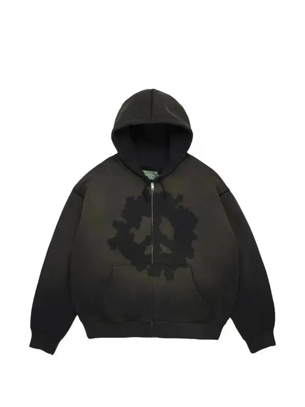 DENIM TEARS Peace Wreath Knockout Zip-up Hoodie - Black
