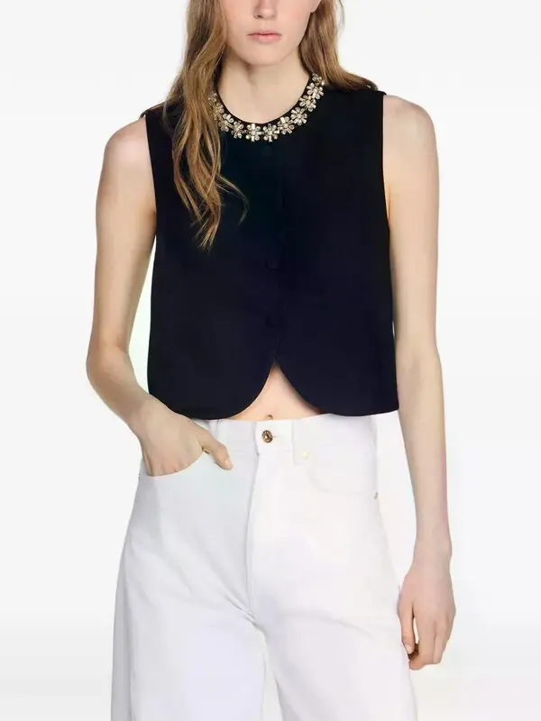 Sandro Embellished Wool Blazer
