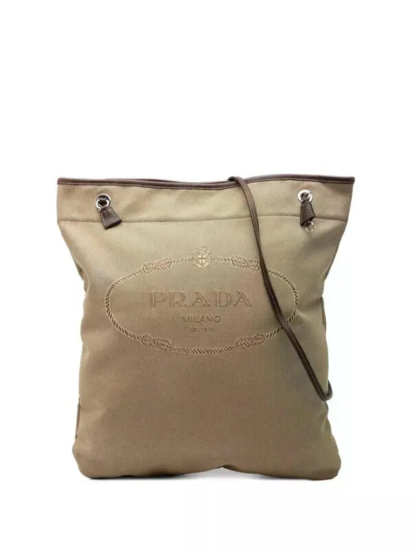 Prada Canapa Logo Crossbody Bag - Neutrals