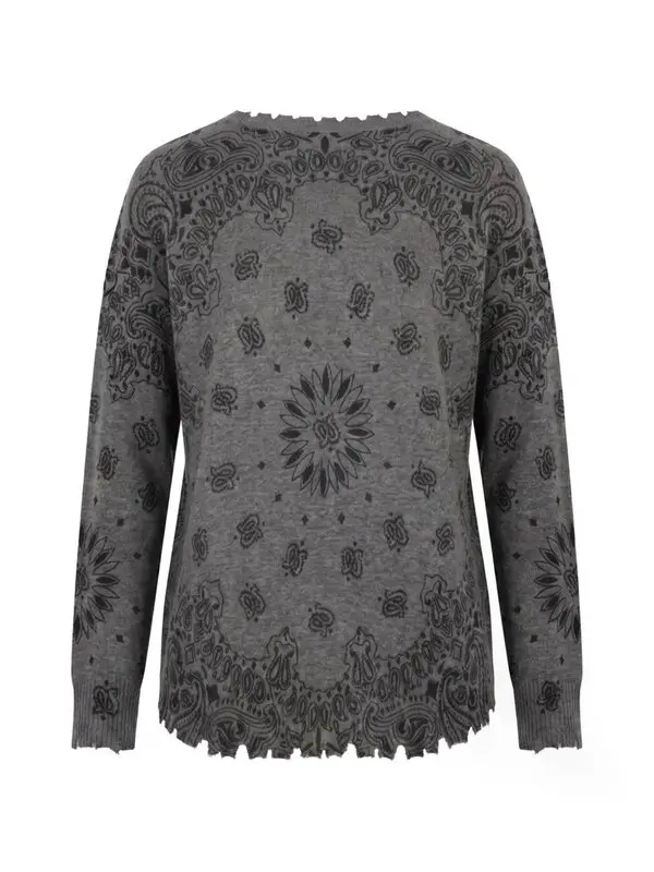 KUJTEN Paisley-print Distressed Sweater