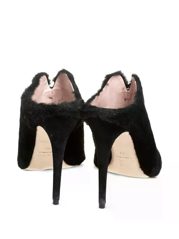 Miu Miu Shearling Peep-toe Ankle Boots