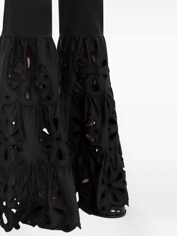 Moschino Broderie-anglaise Tiered-hem Trousers
