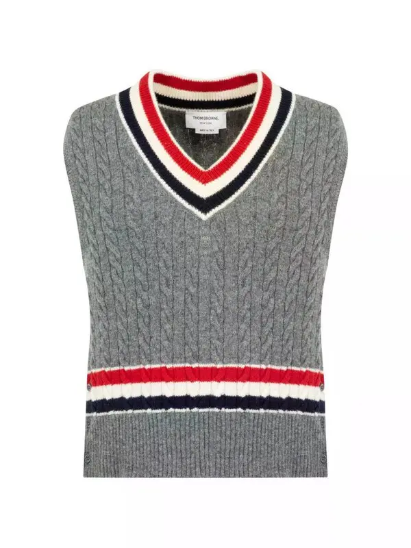 Thom Browne Cable-knit Striped Wool Vest