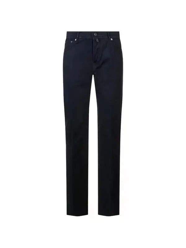 Kiton Logo Patch Straight-leg Trousers - Blue
