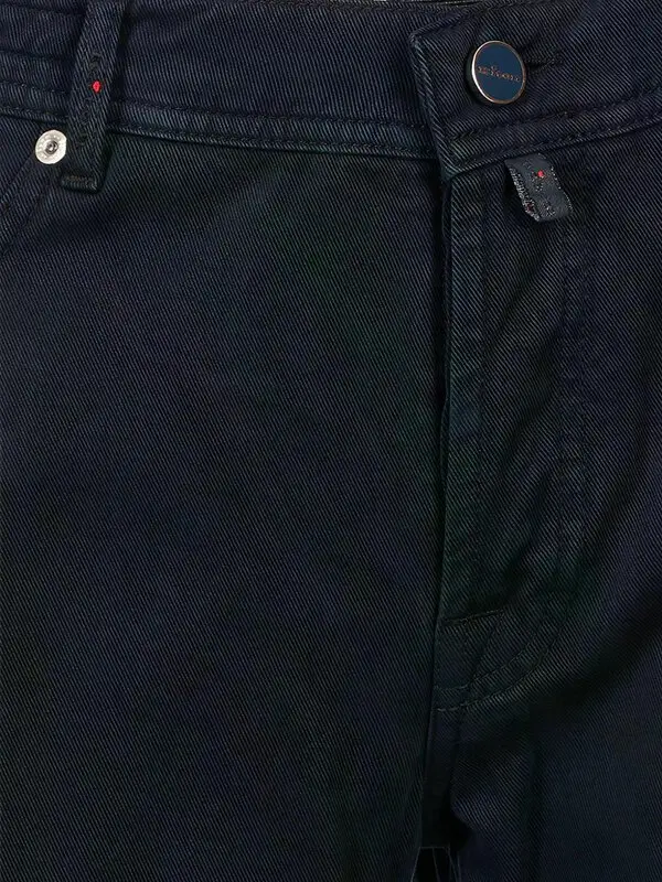 Kiton Logo Patch Straight-leg Trousers - Blue