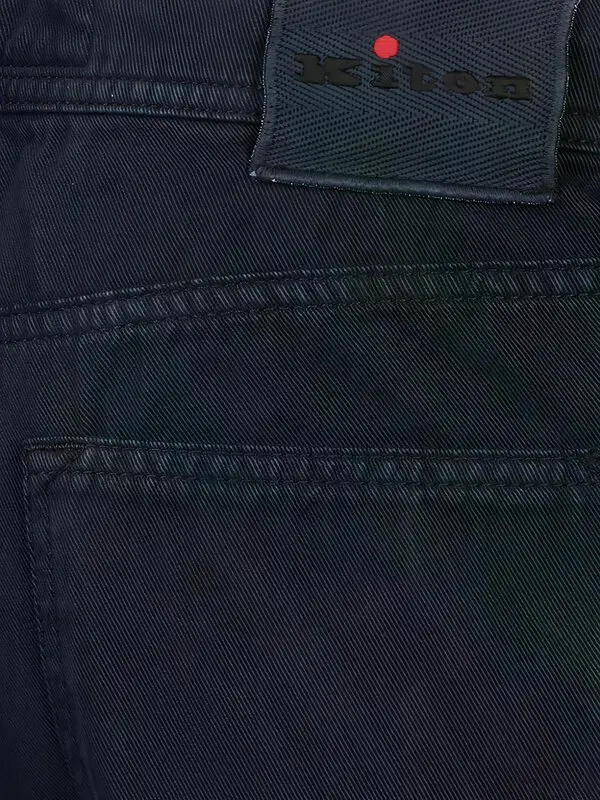 Kiton Logo Patch Straight-leg Trousers - Blue